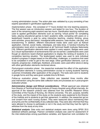 APPLICATION OF GAMIFICATION ELEMENTS IN NURSING ADMINISTRATION COURSE AND ITS EFFECT ON NURSING ...