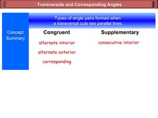 4 2 & 4-3 parallel lines and transversals | PPT