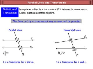4 2 & 4-3 parallel lines and transversals | PPT