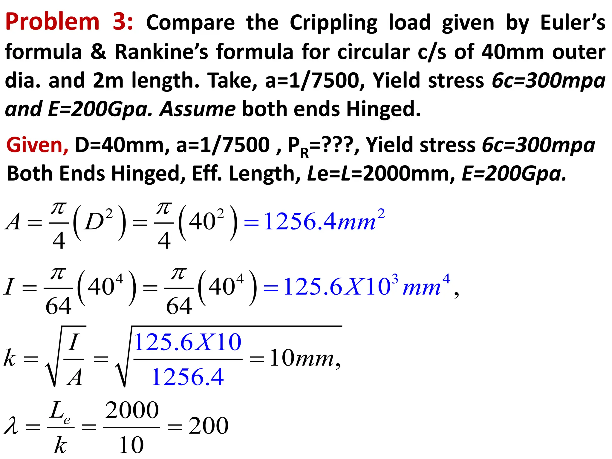 solid Mechanics Rankine's Formula for Column.pptx