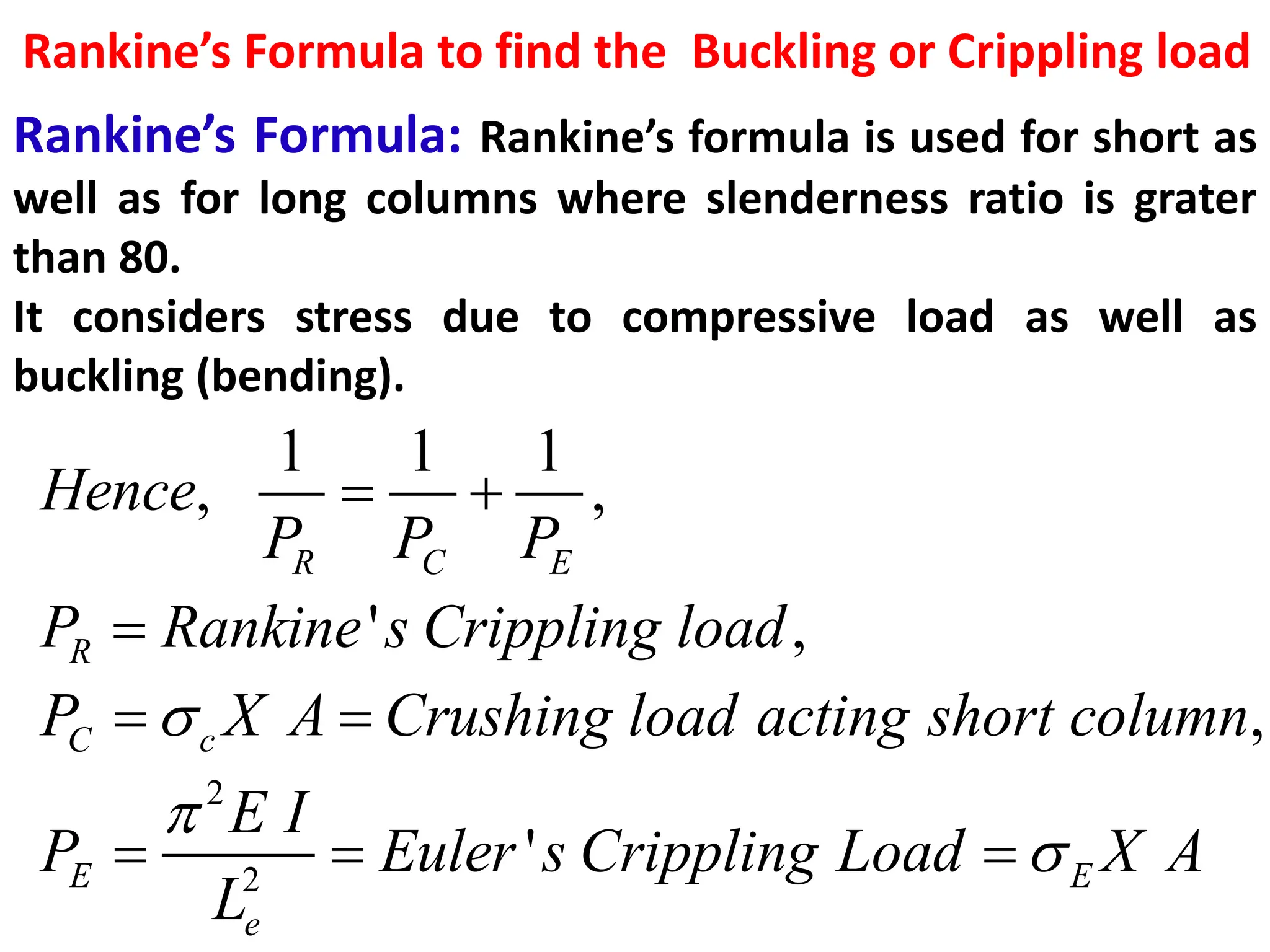 solid Mechanics Rankine's Formula for Column.pptx
