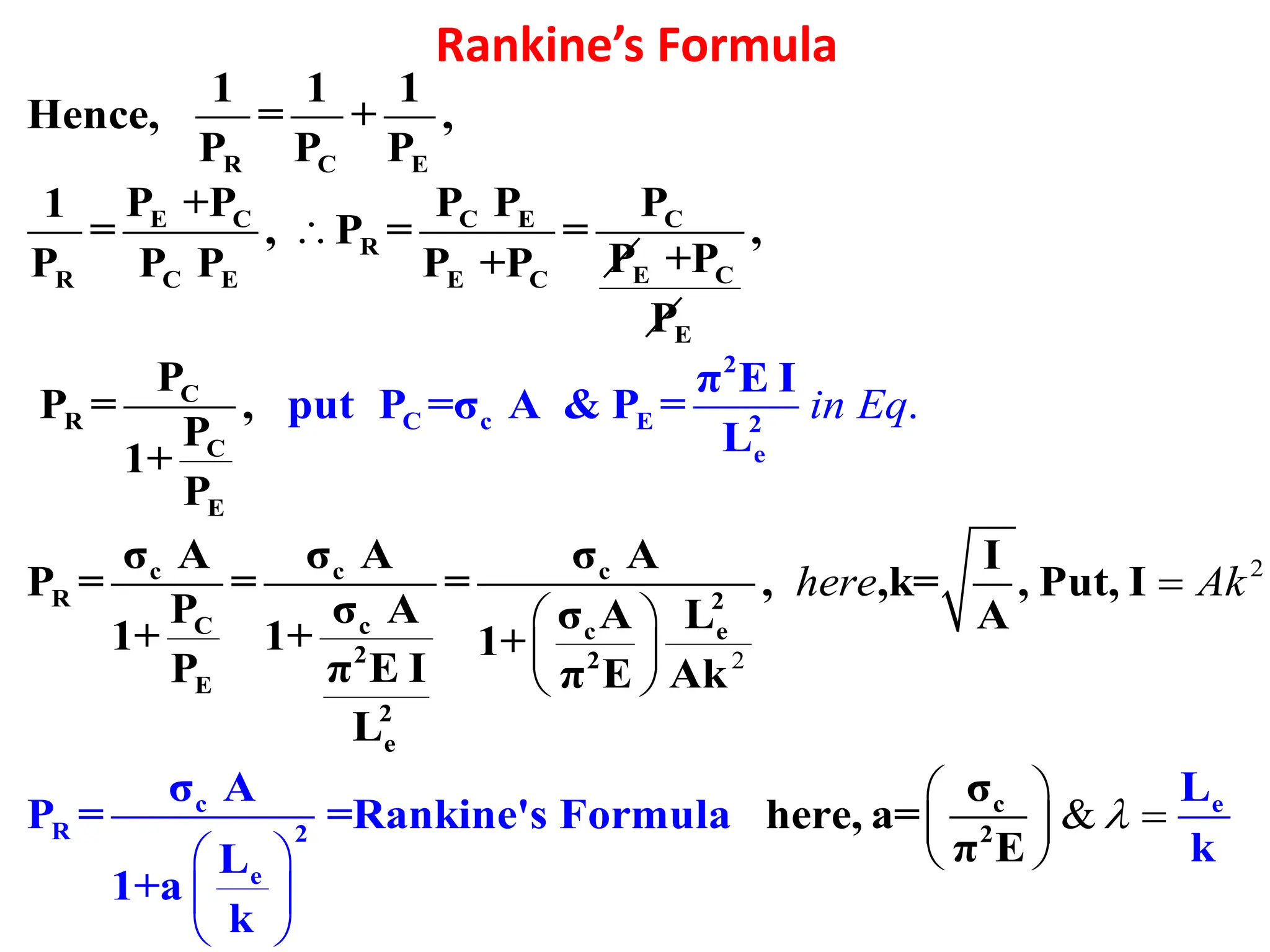solid Mechanics Rankine's Formula for Column.pptx