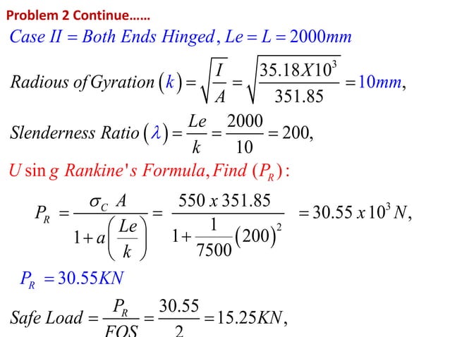 solid Mechanics Rankine's Formula for Column.pptx