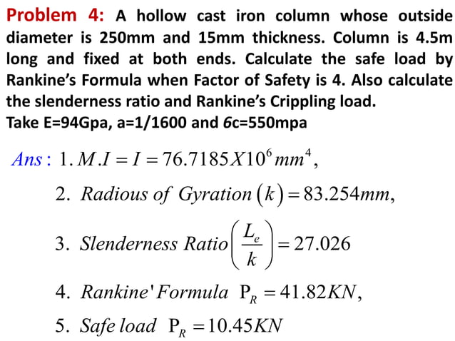 solid Mechanics Rankine's Formula for Column.pptx
