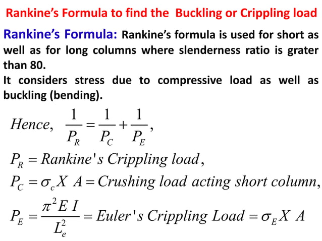 solid Mechanics Rankine's Formula for Column.pptx