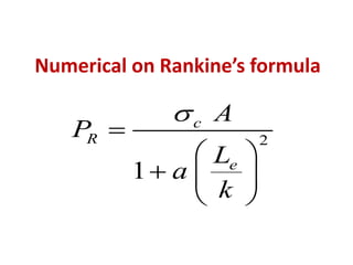 solid Mechanics Rankine's Formula for Column.pptx