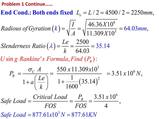 solid Mechanics Rankine's Formula for Column.pptx