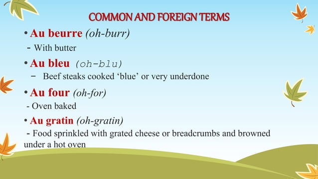 4. COMMON TERMS IN USED IN COOKERY.pptx | Desserts and Baking | Food ...