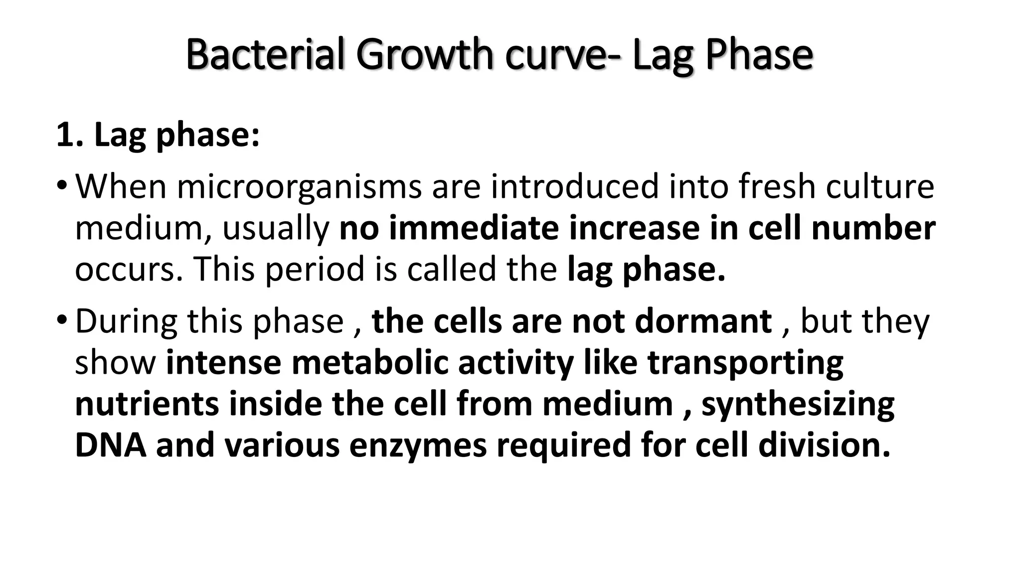 Bacterial growth curve - Characteristics | PPT