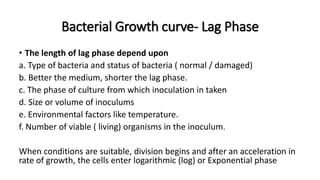 Bacterial growth curve - Characteristics | PPT