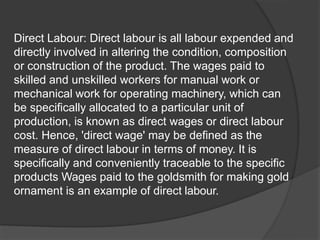 Labour cost. cost and management accounting | PPTX