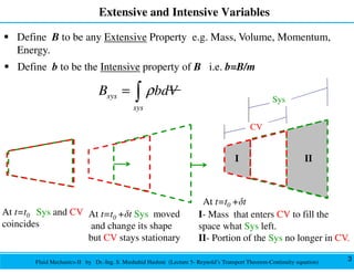 4. Lecture 5 Reynolds Transport Theorem -Continuity equation by ned.pdf | Physics | Science