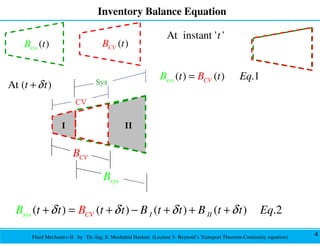 4. Lecture 5 Reynolds Transport Theorem -Continuity equation by ned.pdf | Physics | Science