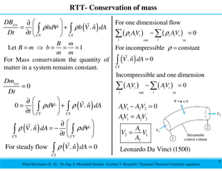 4. Lecture 5 Reynolds Transport Theorem -Continuity equation by ned.pdf | Physics | Science