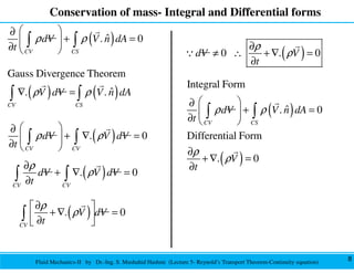 4. Lecture 5 Reynolds Transport Theorem -Continuity equation by ned.pdf | Physics | Science