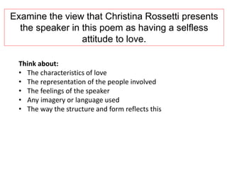 Remember by Christina Rossetti summary and analysis | PPTX
