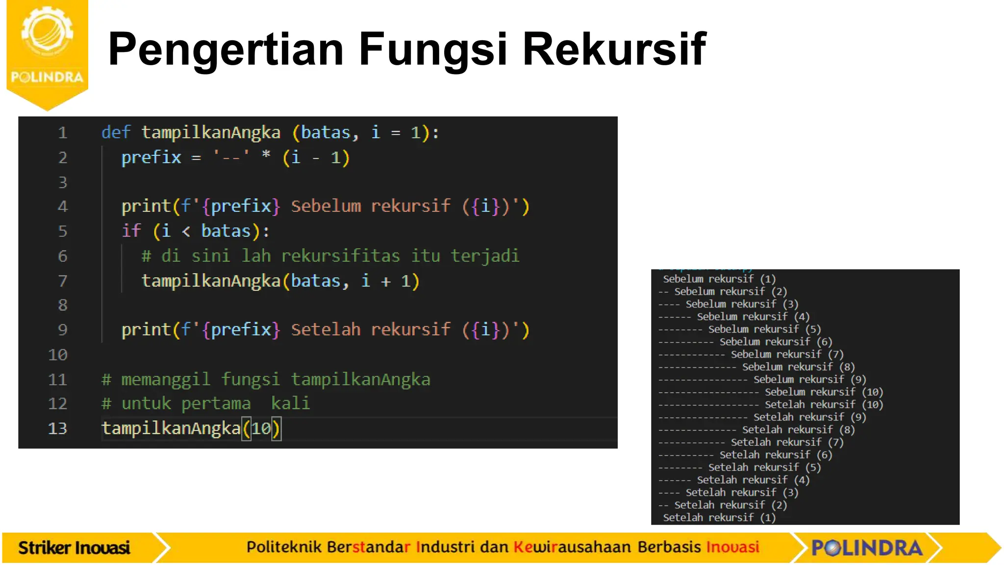 Materi Rekrusif dengan Python PPTX (materi kuliah) | PPTX