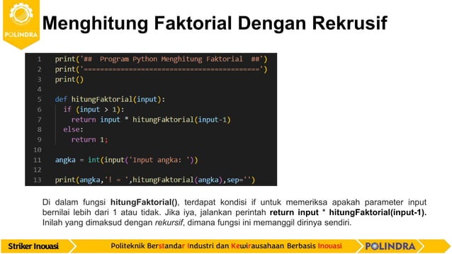 Materi Rekrusif dengan Python PPTX (materi kuliah) | PPT