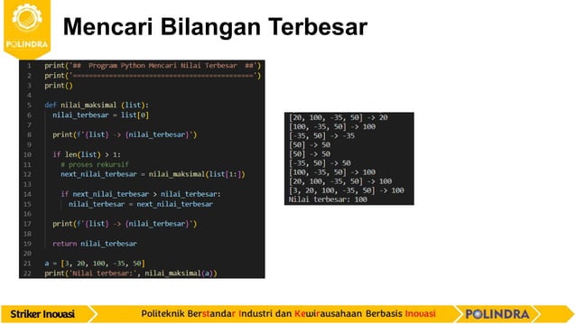Materi Rekrusif dengan Python PPTX (materi kuliah) | PPT