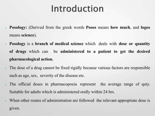 Posology for dosage calculation adults, children, old age patients | PPT