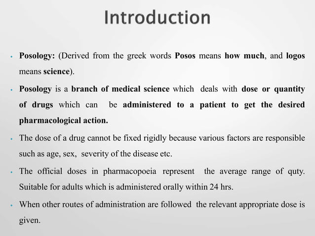 Posology for dosage calculation adults, children, old age patients | PPT