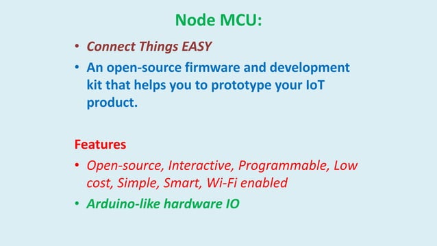 Introduction to Node MCU as a brain of Internet of Things | PPT