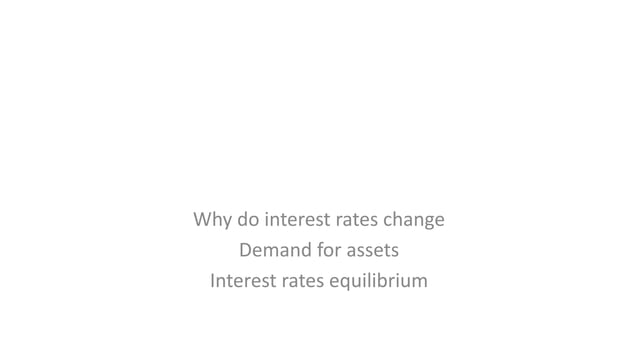 4. Why Interest Rates Change. demand for assets and interest ...