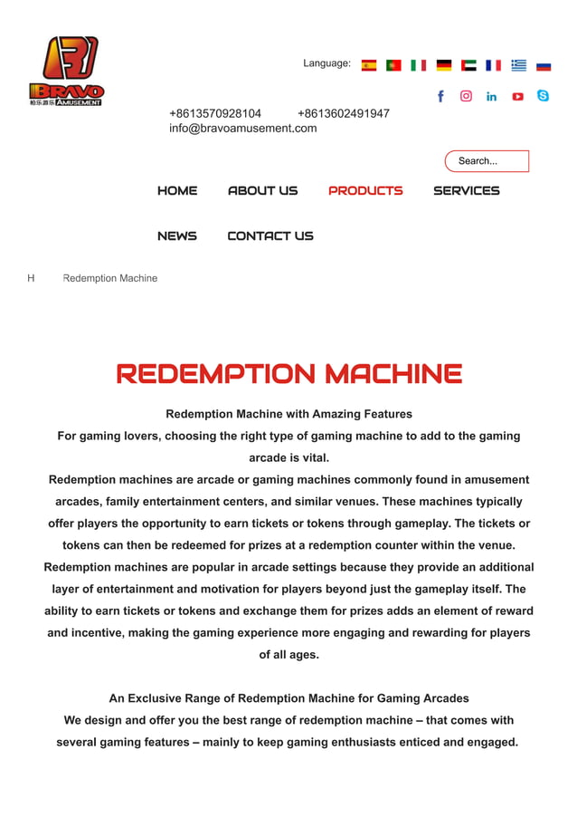 Redemption Machine, Ticket Redemption Games for Sale | Bravo Amusement ...