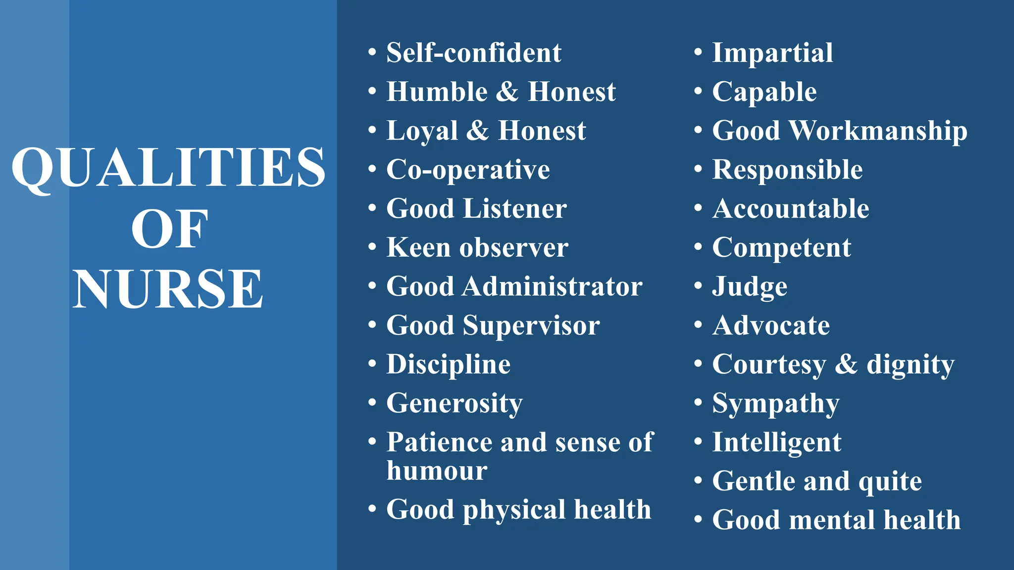 Topic : Qualities of Nurse, Subject : FON | PPTX