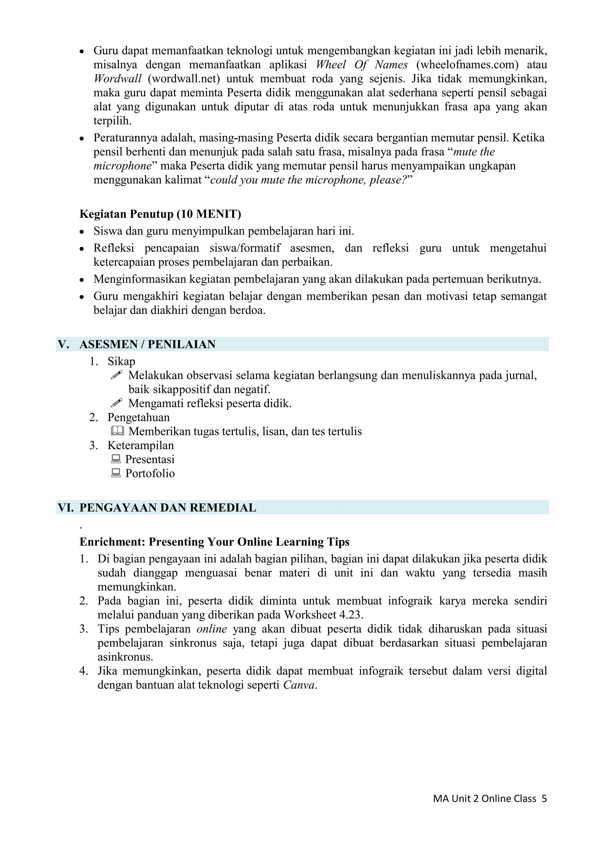 Modul Ajar Bahasa Inggris Kelas 7 Kurmer My Online Class | PDF