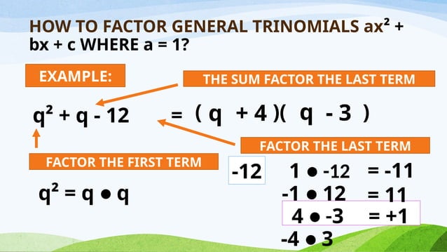 4. FACTORING NOT PST A=1.pptx MATHEMATICS | PPT