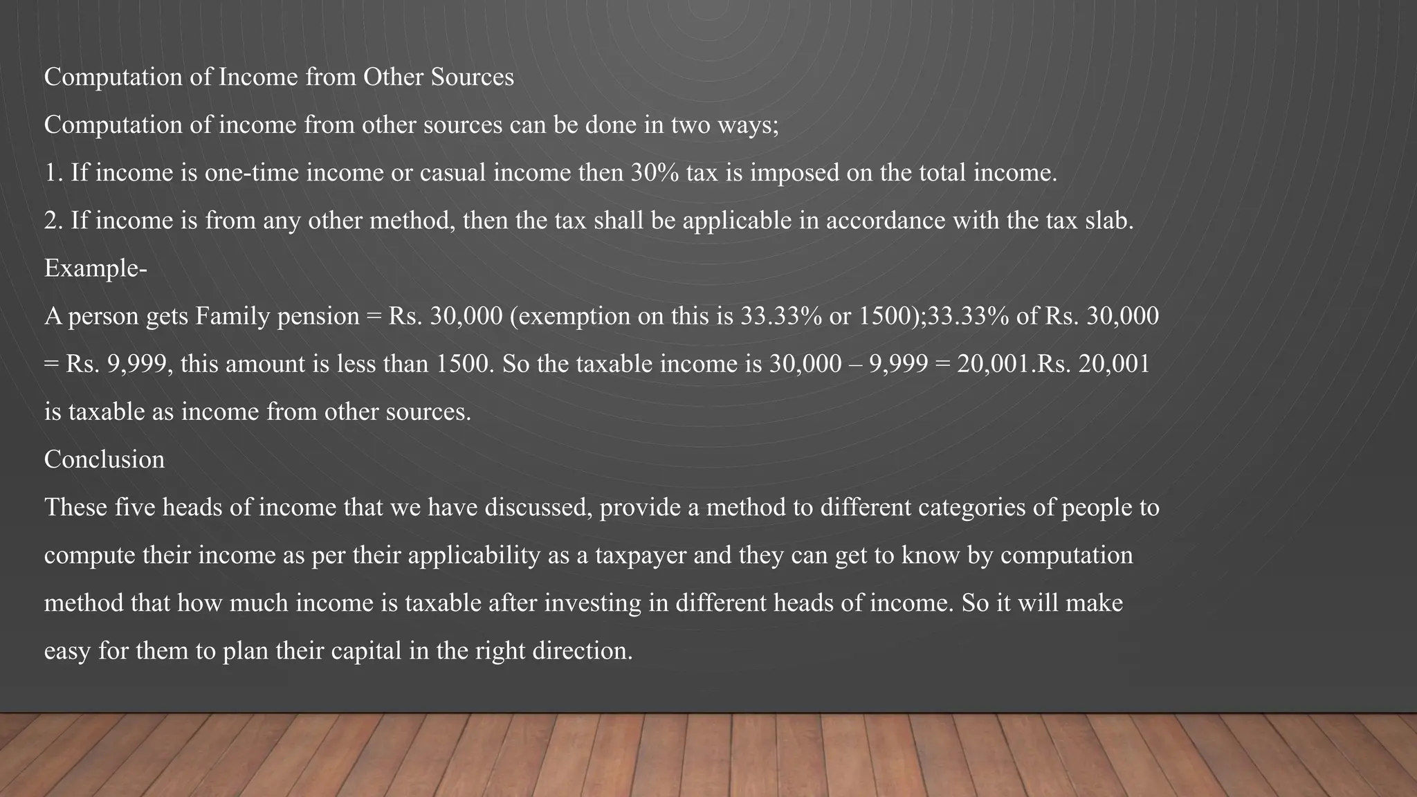 Computation of Total Income under Various Heads | PPTX
