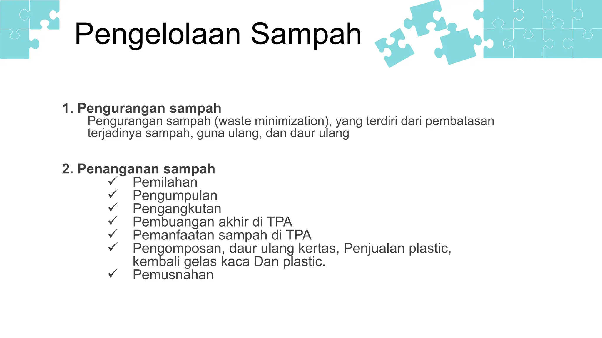 Pengolahan Sampah dan Air Limbah. industri pariwisata dan perhotelan | PDF