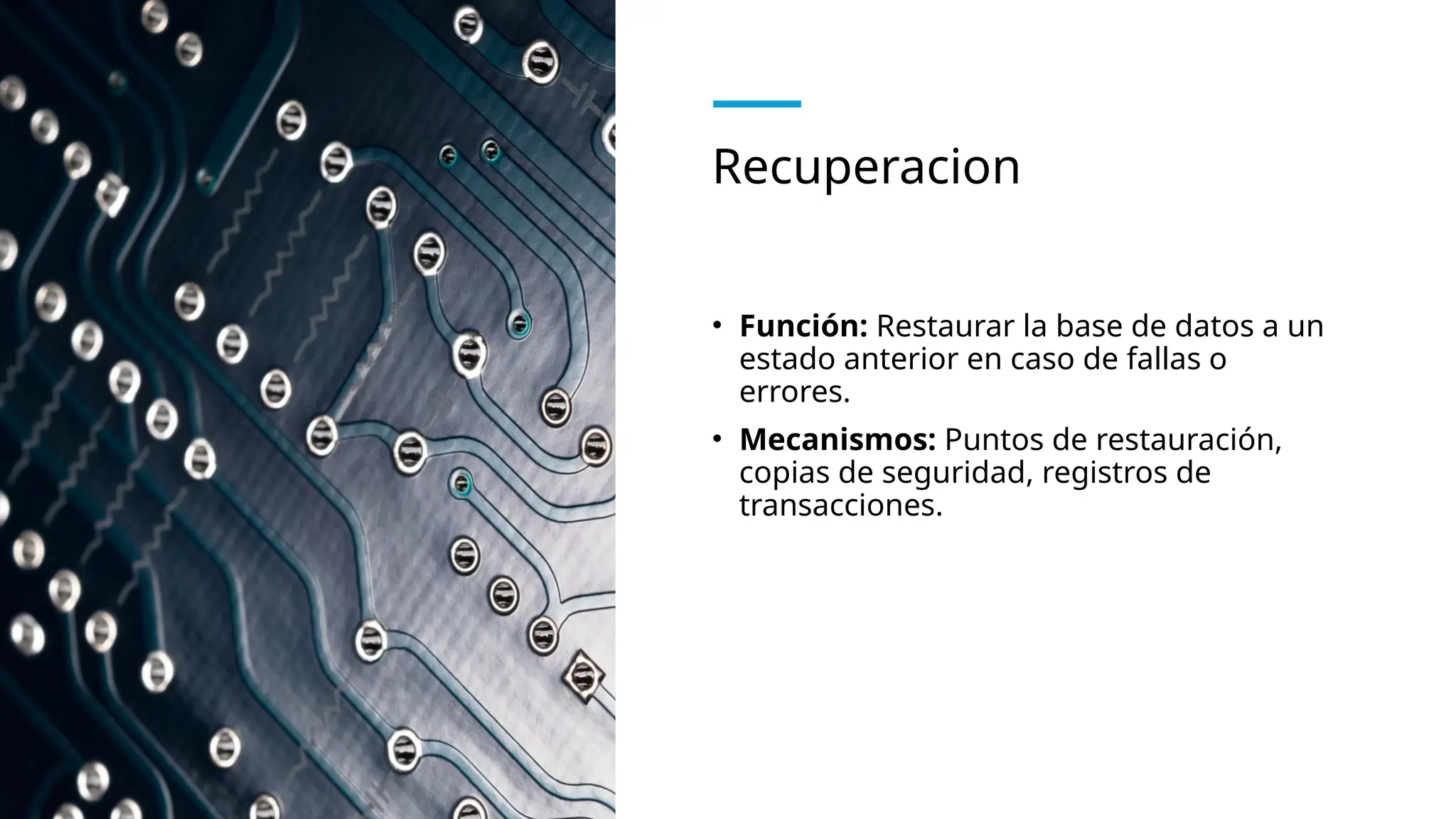 Definición de los modos de operación de un SGBD. (alta, baja, recovery) y comandos de Activación ...