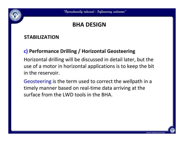 Bottom Hole Assembly Design for downhole drilling of oil and gas wells ...
