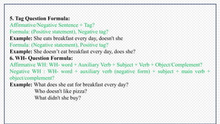 Sentence with it's types & formulas : Grammar | PPT