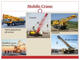4. Cranes ( info about construction machniery like cranes) | PPTX
