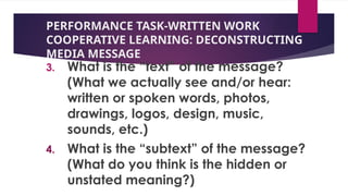 4.MIL Media Literacy (Part 3)- Performance Tasks -Deconstructing Media ...
