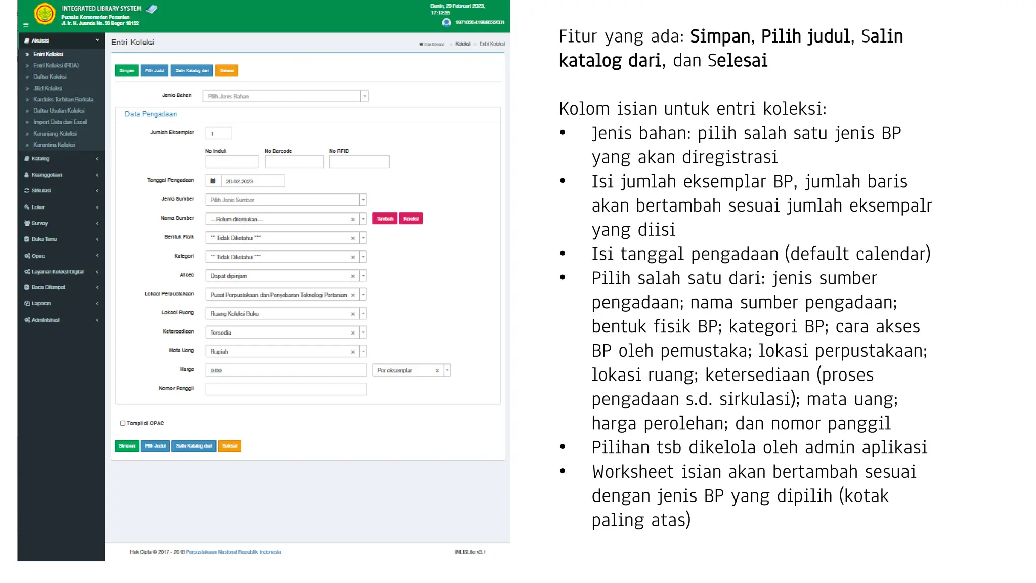 Pengolahan Buku menggunakan INLISLITE 3.1 | PDF