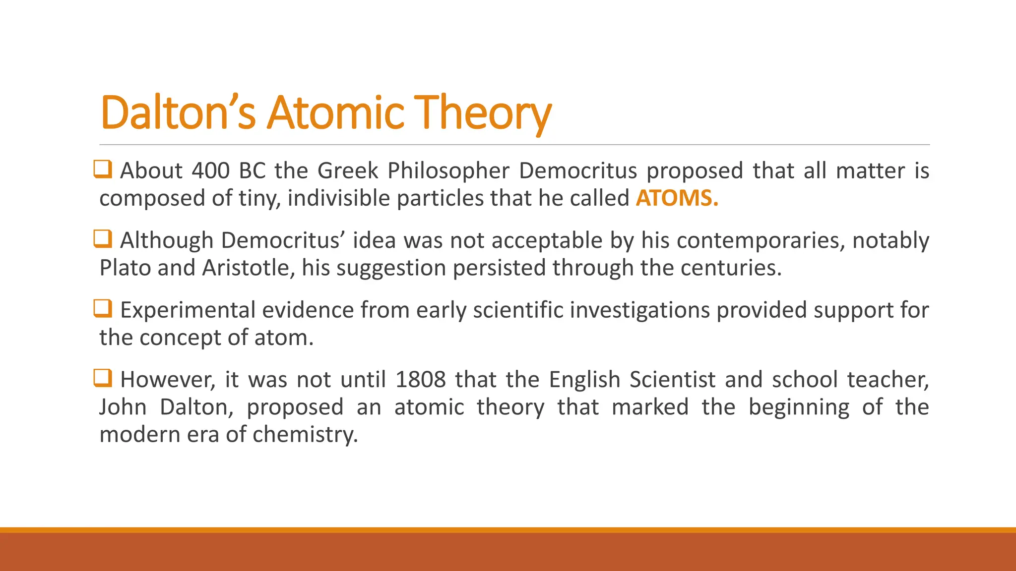 4. Atomic Structure of elements, Daltons Theory | PPT