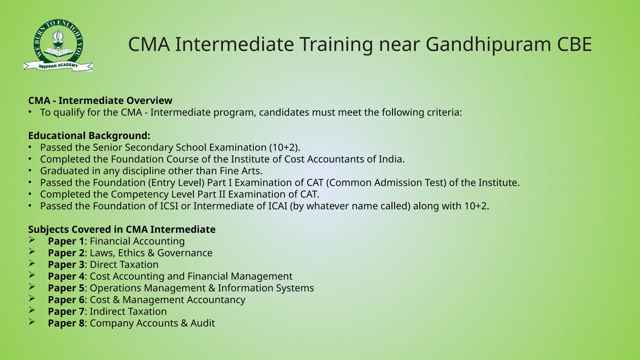 CMA Intermediate Training near Gandhipuram CBE.pptx
