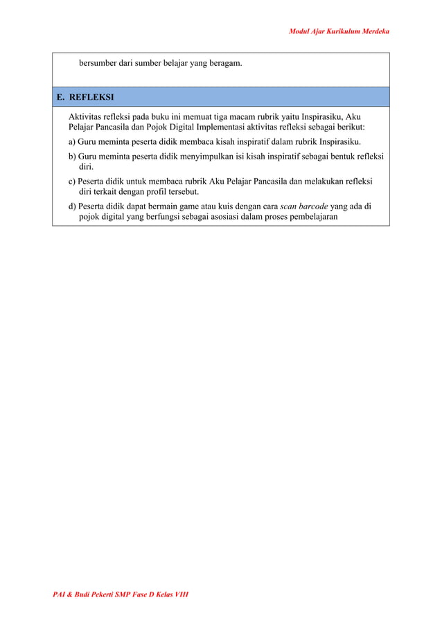 MODUL AJAR BAB 8 KELAS VIII MAPEL AGAMA SMP/MTSN | DOCX