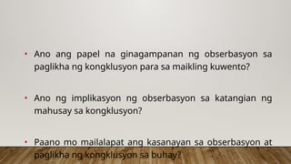Pagbibigay ng Konklusyon sa maikling kwento | PPTX