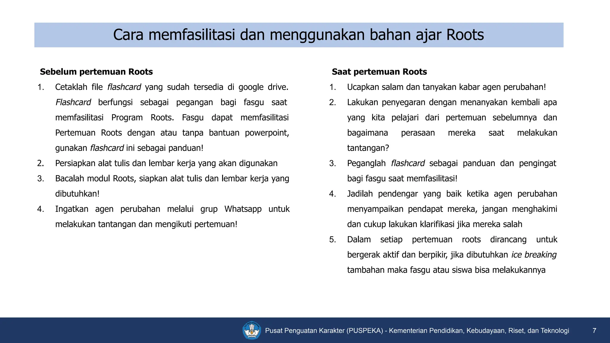 Teknik fasilitasi Roots program kemdikbud | PDF
