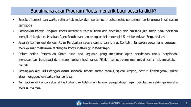 Teknik fasilitasi Roots program kemdikbud | PDF