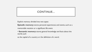 Memory and forgetting in Educational psychology | PPTX