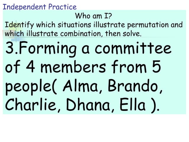 Permutations-vs-Combinations for level 1o | PPT