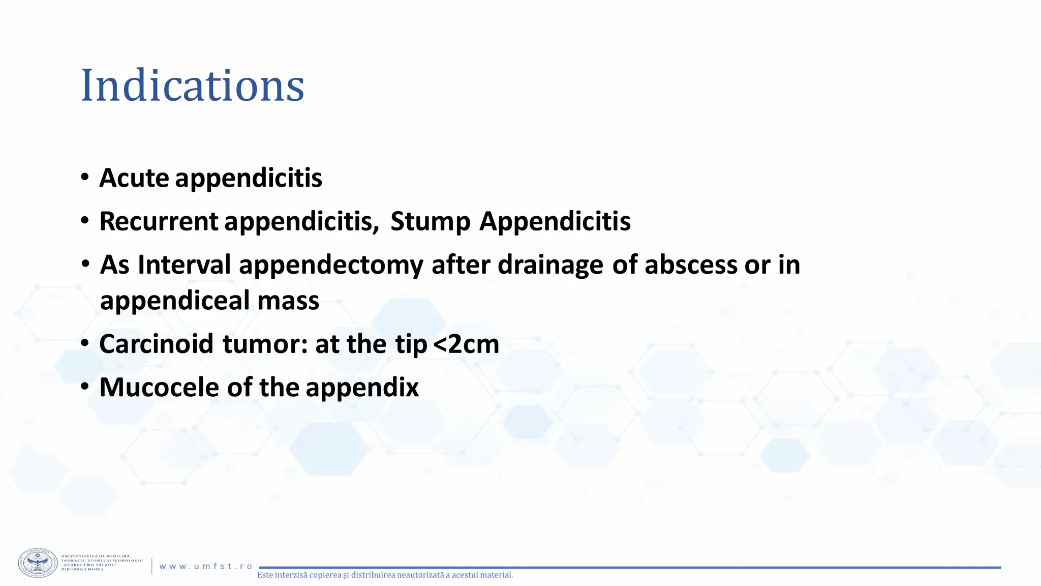APPENDECTOMY - General Surgery Medicine Course | PDF