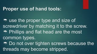 USING HAND TOOLS BASED ON THEIR FUNCTIONS AND OPERATION.pptx