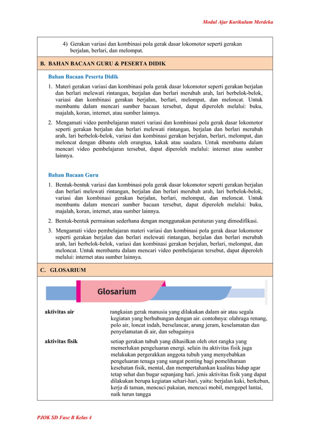 4. Modul Ajar PJOK Unit 1.docx pjok pembelajaan | PDF
